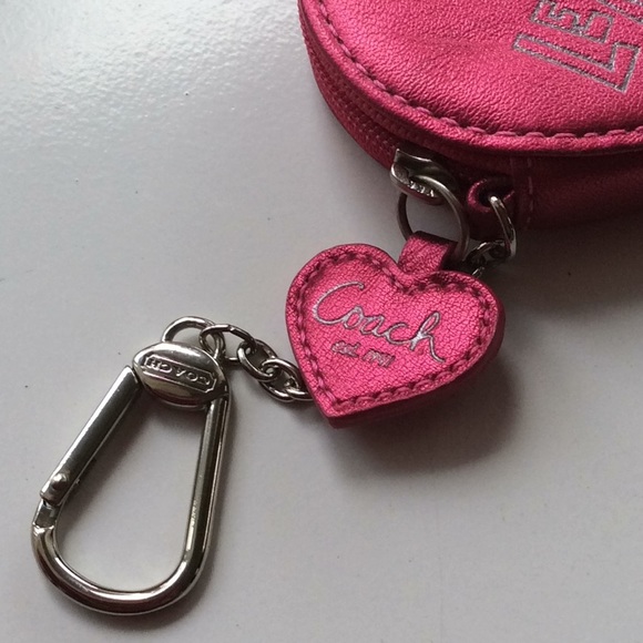 Coach | Bags | Coach Jewel Heart Coin Purse Pink Leather | Poshmark